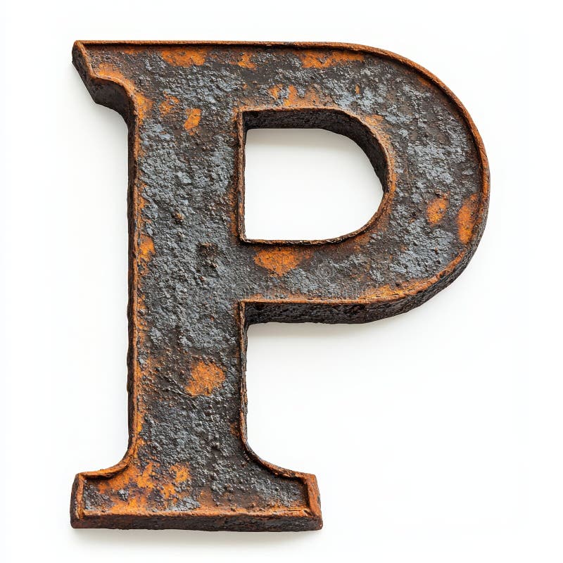 A Rusty, Metallic Letter "P" with a Textured Surface, Likely Used for ...