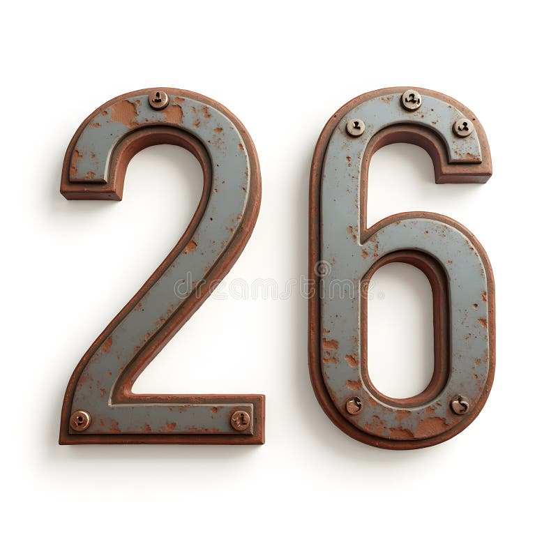 26 Rusty Metallic Numbers on White Background Stock Illustration ...