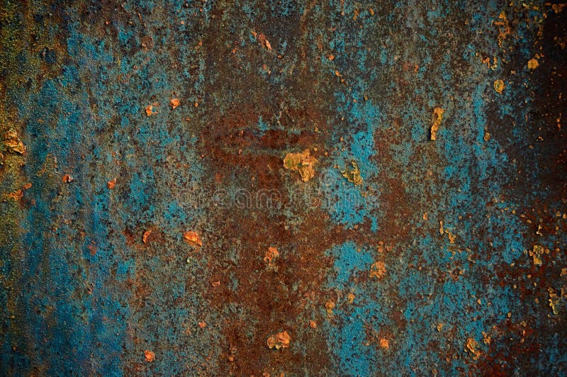 Rusty Metallic Surface Blue Paint. Stock Image - Image of brown, metal ...