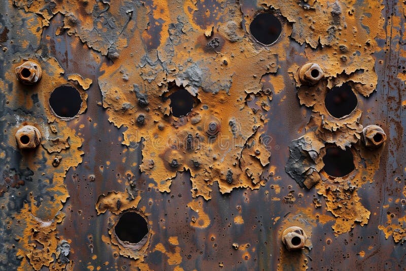 Rusty Metallic Surface Perforated with Bullet Holes Ai Photo Stock ...
