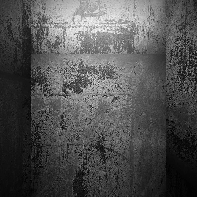 Rusty Metallic Walls Empty Room. Industrial Grunge Background Stock ...