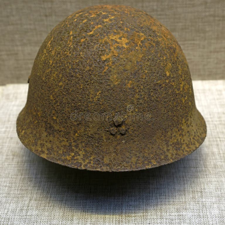 Rusty Military Helmets in an Exhibition Hall Stock Image - Image of ...