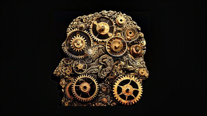A Rusty Mind S Mechanical Gears Explode in a Darkened Reality Stock ...