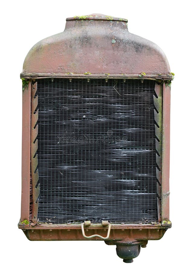 Rusty Mossy Radiator of a Vintage Agricultural Tractor Isolated Stock ...
