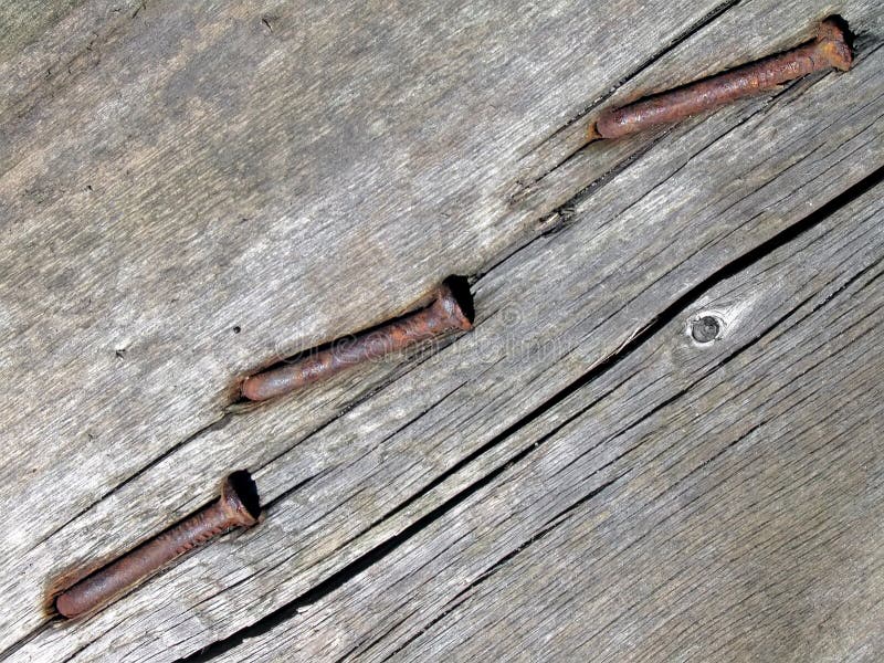 Rusty Nail on Dry Vintage Wood Surface, Vintage Technology, Stock Image ...