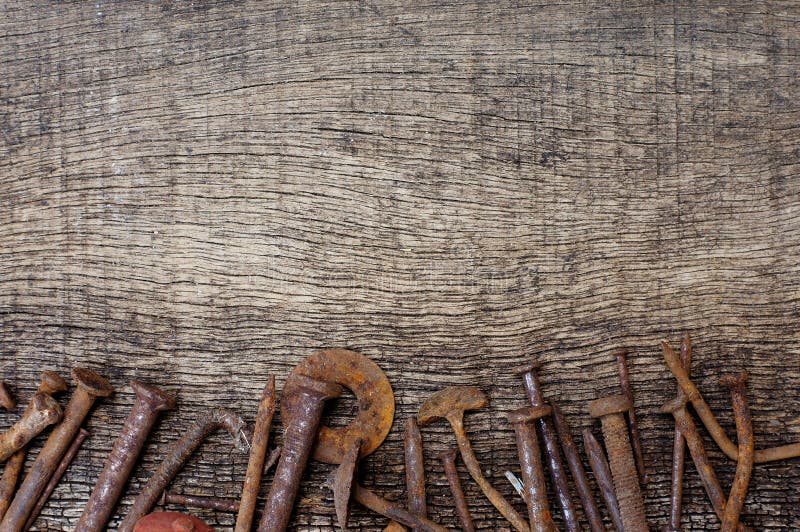 Rusty Nails on Old Wood Background Stock Image - Image of nail, ancient ...
