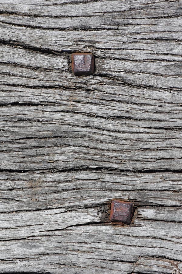 Rusty Nails in Wood Texture Stock Photo - Image of furrows, closeup ...