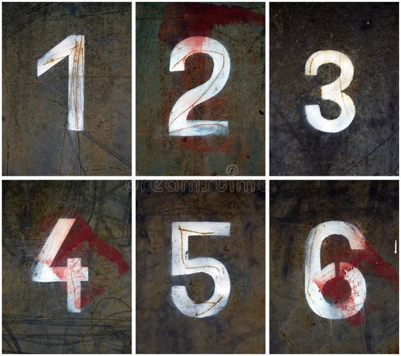 Rusty Numbers 1-6 stock image. Image of blood, industrial - 11961887
