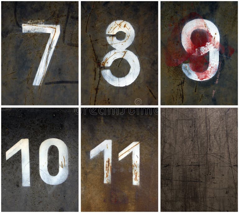 Rusty Numbers 7-11 stock image. Image of eleven, metal - 11961987