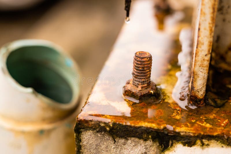 Rusty Nut and Bolt Corrosive from Acid Rain Water Humidity Destroying ...