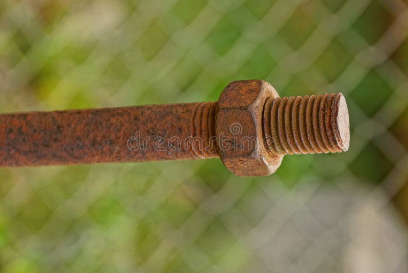 Steel Rusty Rod and Old Nut on the Thread Stock Photo - Image of macro ...