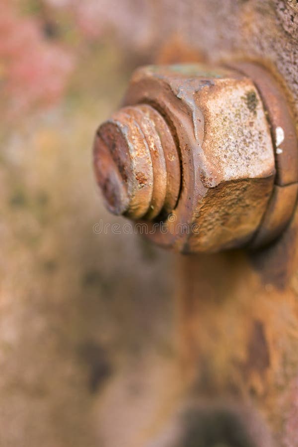 Rusty Nut on Steel Plate, Closeup Stock Image - Image of peeled, color ...