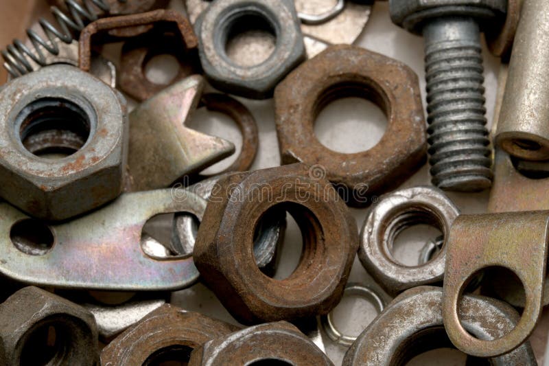 Rusty Nuts and Bolts Form a Unique Scene Stock Photo - Image of ...