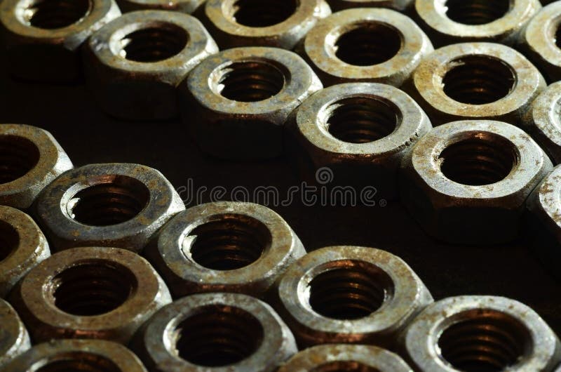 Rusty nuts stock photo. Image of macro, bolt, factory - 78674382