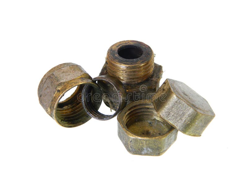 Rusty Nuts Isolated on White Background Stock Image - Image of worn ...