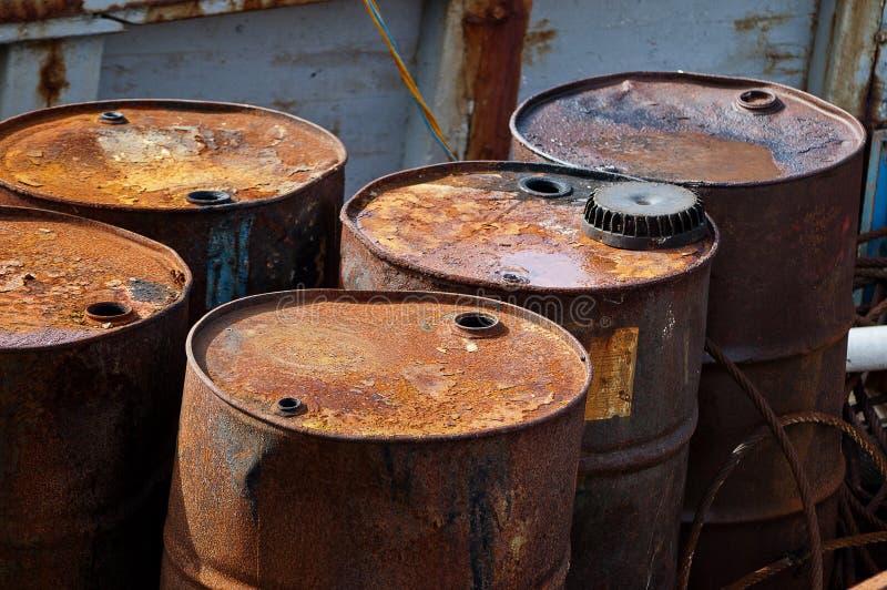 Rusty Oil Barrels stock photo. Image of chemical, black - 28792154