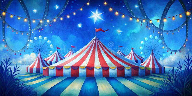 Rusty Old Abstract Blue Circus Poster Background Stock Illustration ...