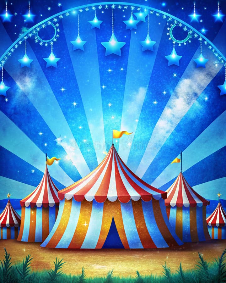 Rusty Old Abstract Blue Circus Poster Background Stock Illustration ...