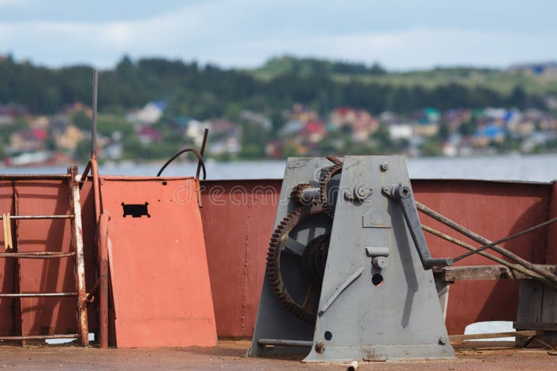 Rusty Old Boat Winch on the Dock Stock Image - Image of gear, cast ...