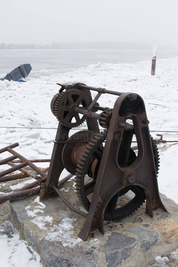 Rusty Old Boat Winch on the Dock Stock Photo - Image of boat, rust ...