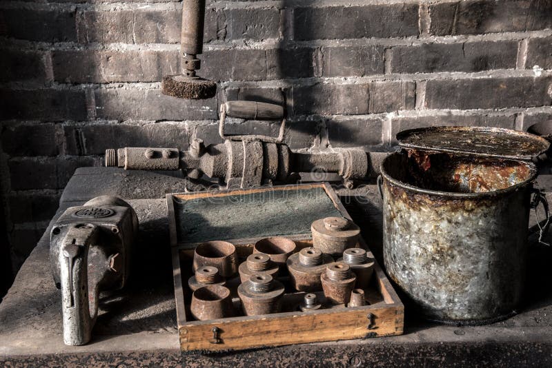 Rusty Old Bucket and Tools Used in Mine Stock Image - Image of rusted ...