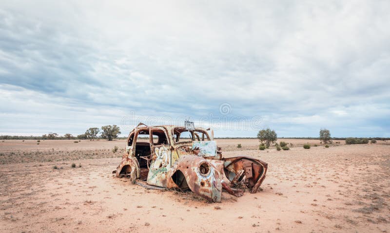 Rusty Old Car in Barren Field in Outback Australia Stock Image - Image ...