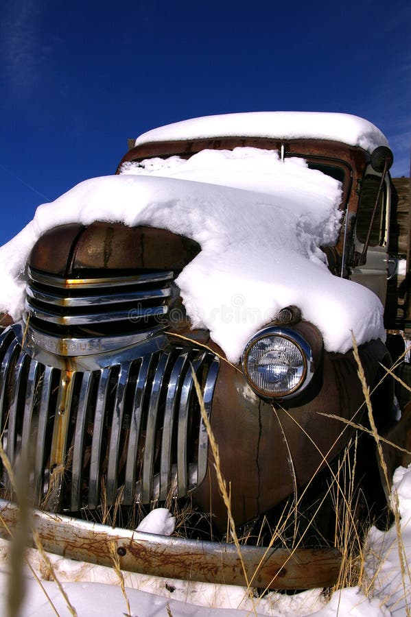 Rusty Old Car Covered in Snow Editorial Stock Photo - Image of snow ...