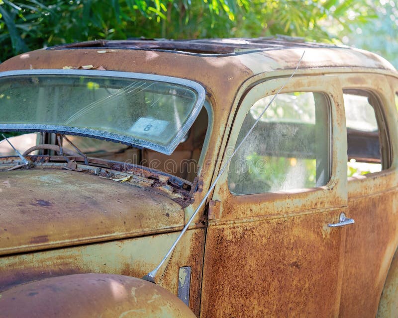 Rusty Old Car Rotting Away in a Forest Stock Image - Image of bushland ...
