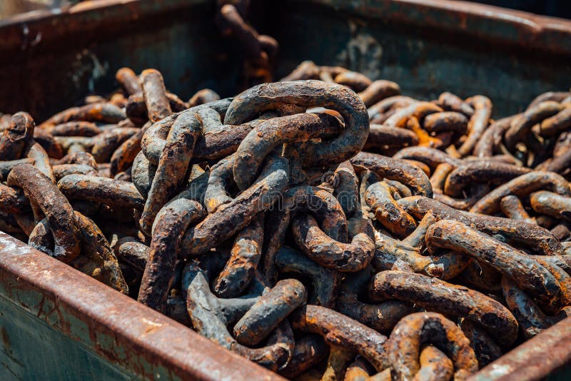 Rusty Old Chain in a Sea Port Stock Image - Image of peeling, port ...