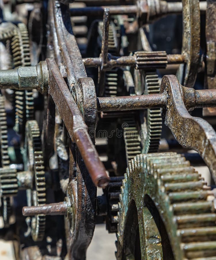 Rusty Old Clockwork Large Clock with Damaged Dial Stock Image - Image ...