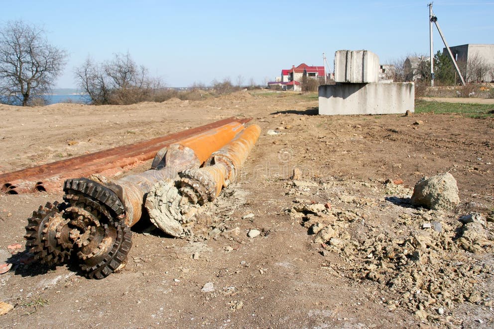 Rusty Old Drilling Bit Caked with Mud and Dirt Stock Image - Image of ...