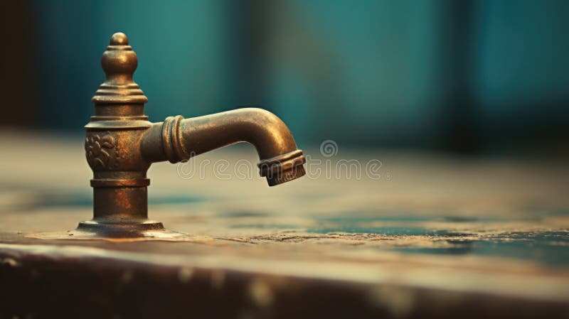 A Rusty Old Faucet Sitting on a Table, AI Stock Photo - Image of faucet ...