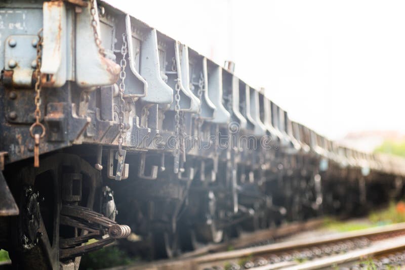 Rusty Old Iron Freight Train in the Train Station, Thai Train Stops at ...