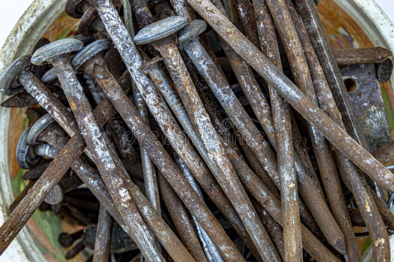 Rusty Old Iron Nails Texture Close Up Stock Photo - Image of construction, iron: 189846446