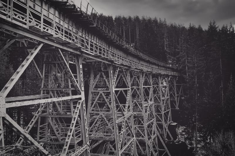 Rusty Old Iron Railway Bridge Over a Forrest Valley Stock Photo - Image ...