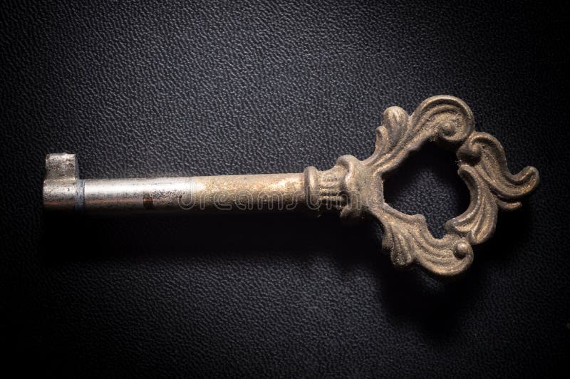 Rusty Old Key on Black Table. Stock Image - Image of secret, authority ...