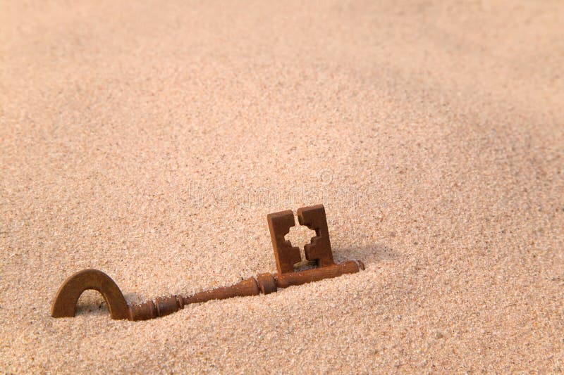 Key in sand stock photo. Image of beach, lost, riches - 3815572