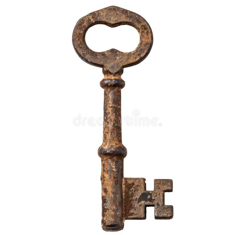 A Rusty Old Key with a Worn-Down Design Stock Image - Illustration of ...