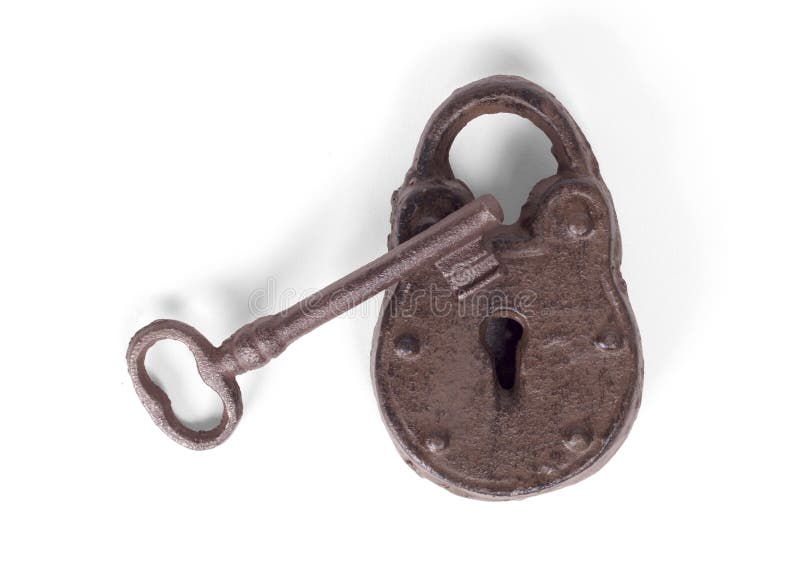 Rusty Old Lock Isolated on White Stock Image - Image of decrepit, water ...