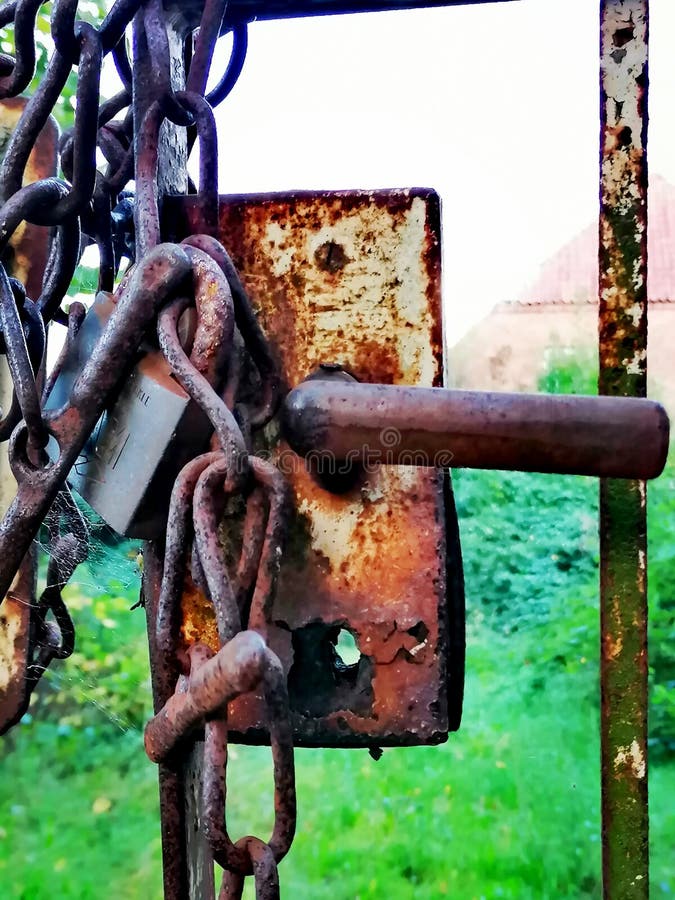 Rusty old lock stock image. Image of lock, gate, metal - 159700663