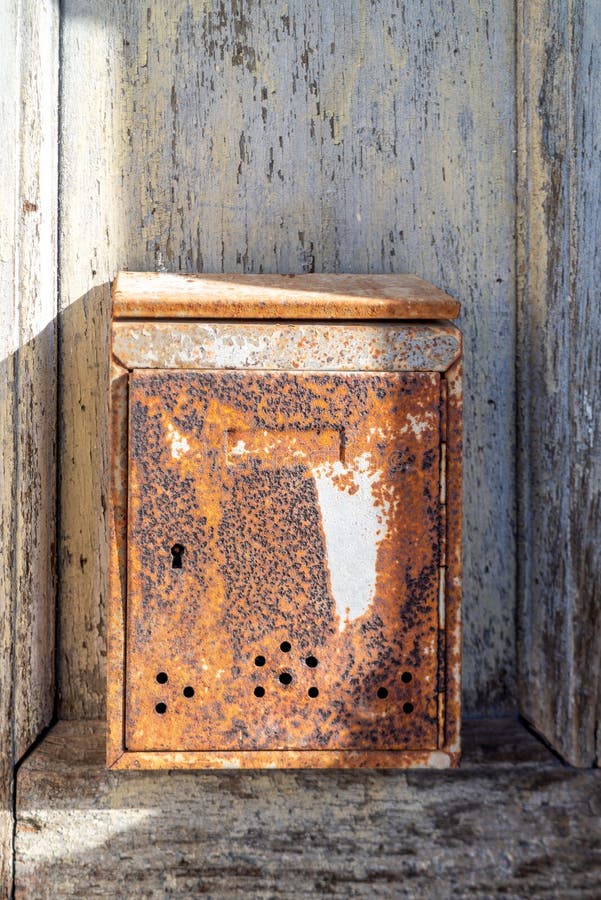 Rusty Old Mailbox on a Time Damaged Door Stock Photo - Image of retro ...