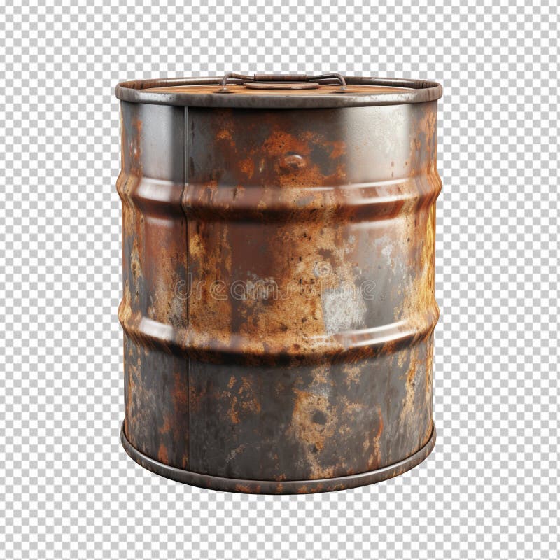 Rusty Old Metal Barrel Isolated on Transparent Background Stock ...