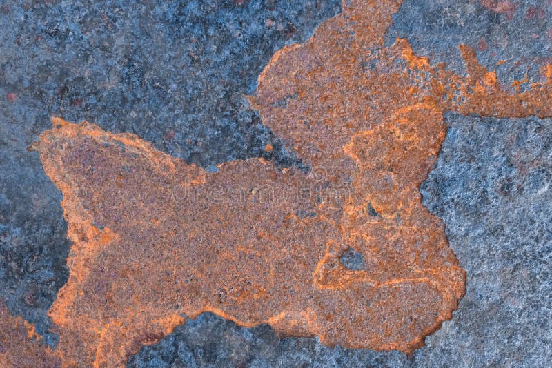 Rusty Old Metal Corrosion Stain Trace on Surface Blue Steel Texture ...