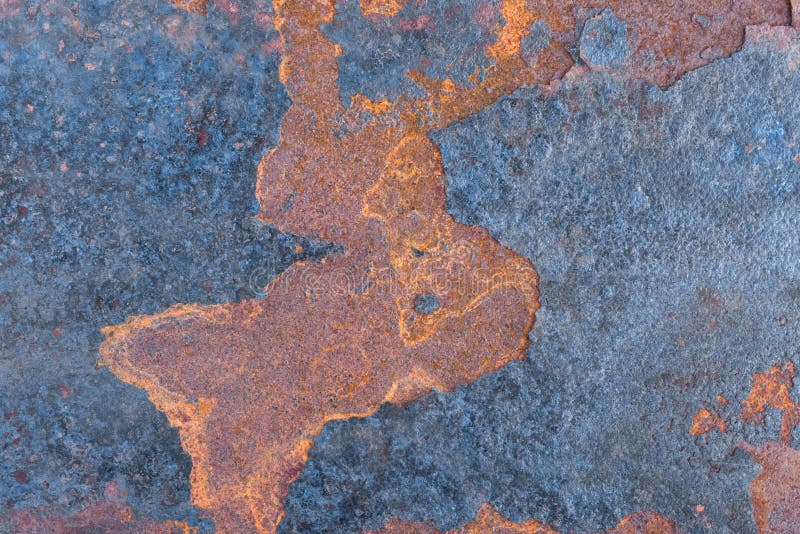 Rusty Old Metal Corrosion Stain Trace on Surface Blue Steel Texture ...