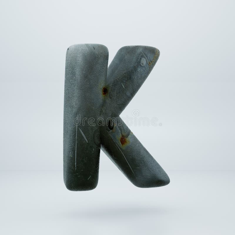 Rusty Old Metal Letter K Uppercase Isolated on White Background Stock ...