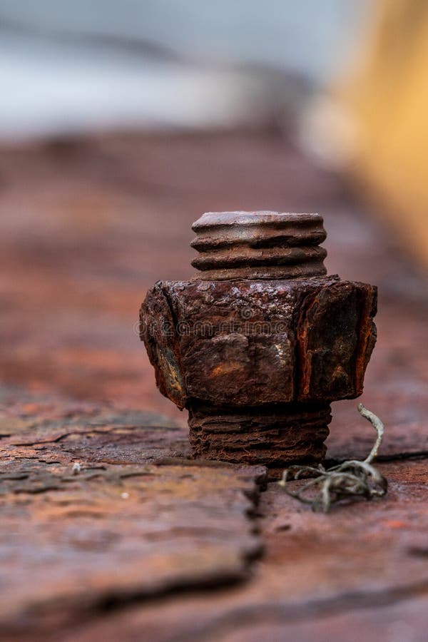 Rusty Old Nut and Bolt on a Bulkhead on the Waterfront Stock Image ...