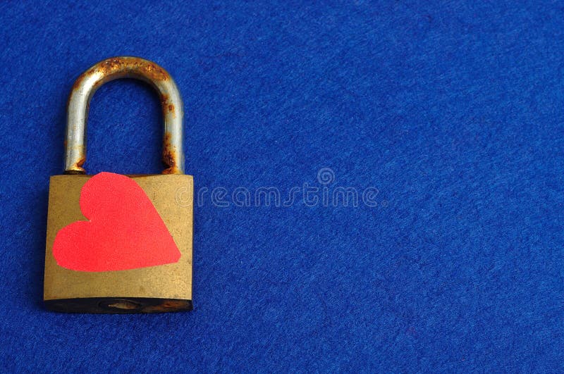 A Rusty Old Pad Lock Decorated with a Red Heart Stock Photo - Image of ...