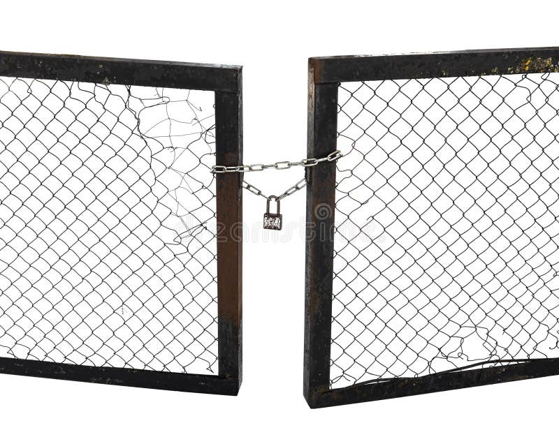 Rusty Old Padlock on a Chain. Gate Lock Stock Photo - Image of gate ...