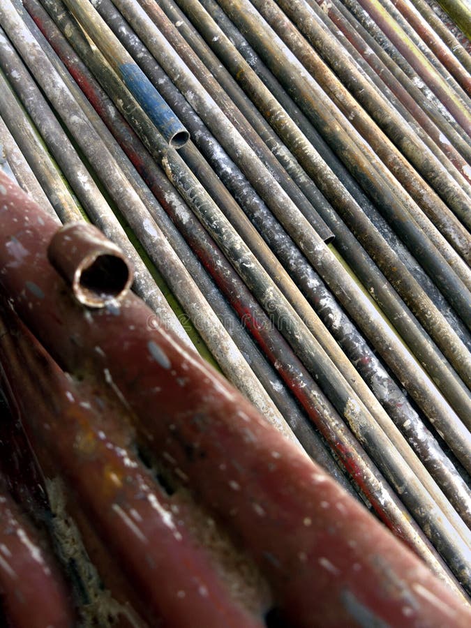 Rusty Old Pipes for Building Scaffold Stock Image - Image of background ...