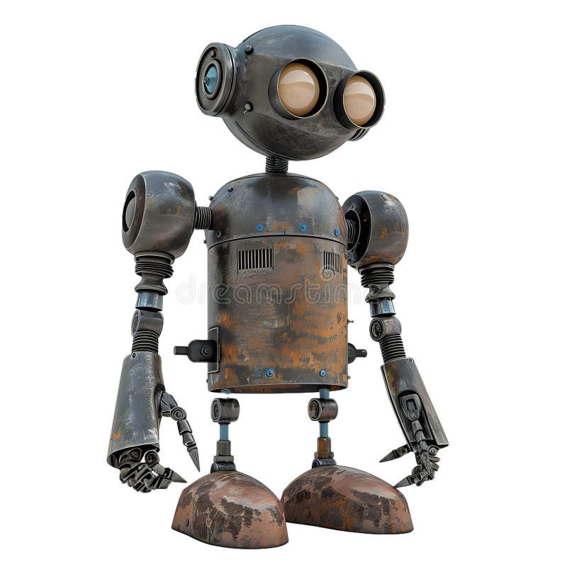 Rusty Old Robot Standing and Looking Around Stock Photo - Image of ...